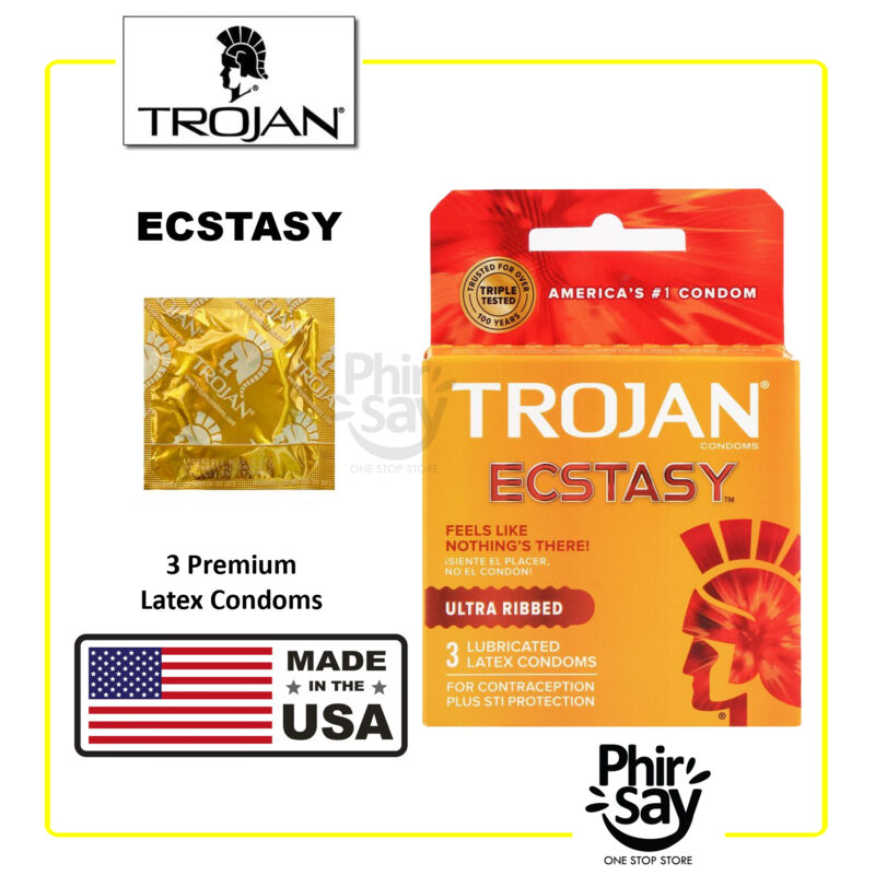 Trojan Ecstasy Condoms | Pack of 3 - Phirsay